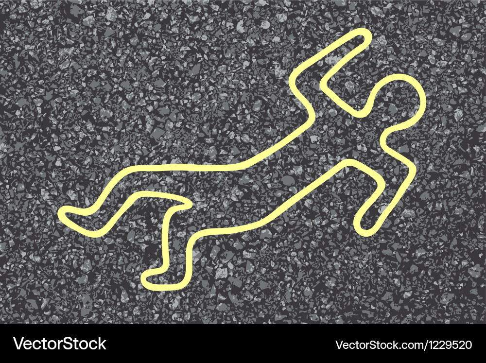 Chalk outline of a dead body Royalty Free Vector Image