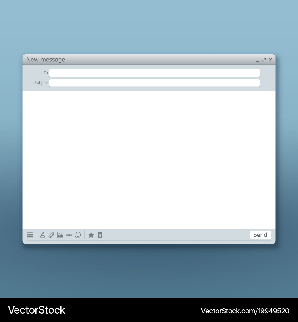 Email message interface with send form Royalty Free Vector