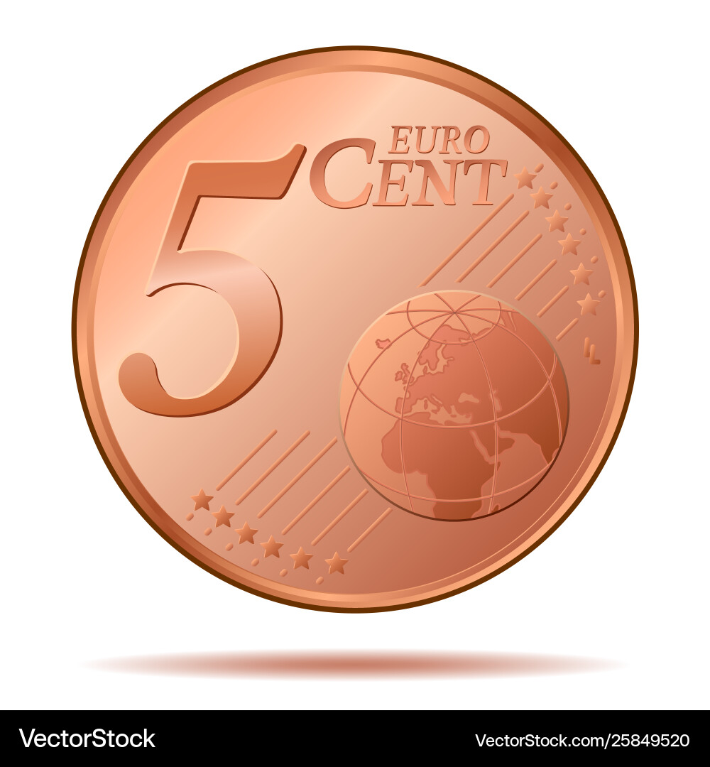 Five euro cent coin 5 Royalty Free Vector Image