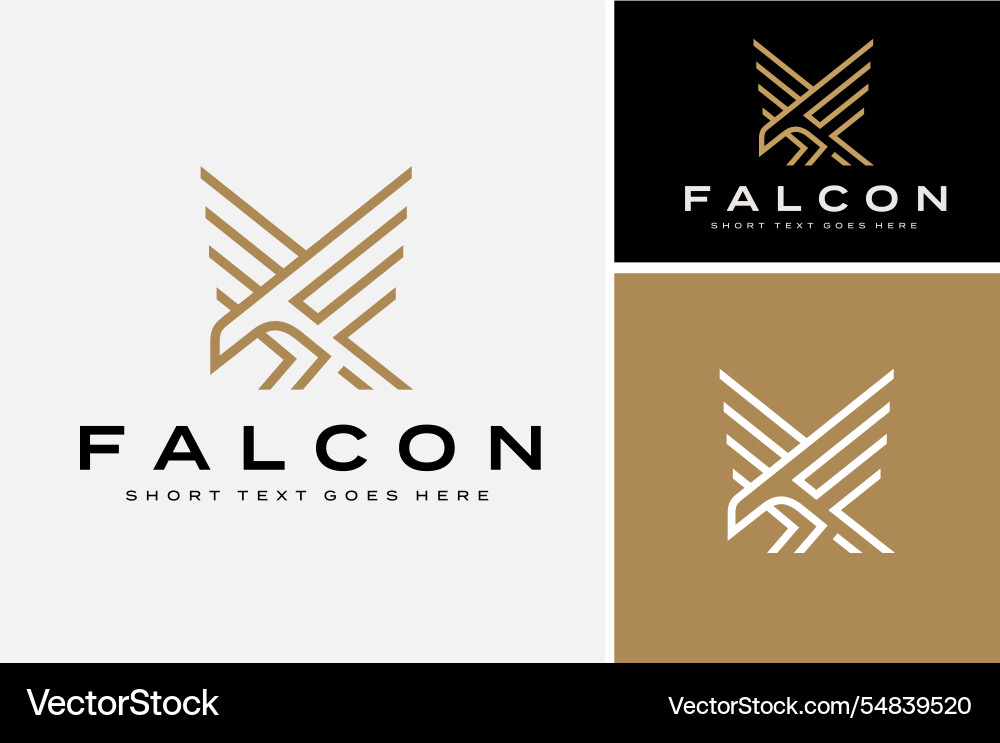 Golden falcon hawk eagle condor bird wings logo Vector Image