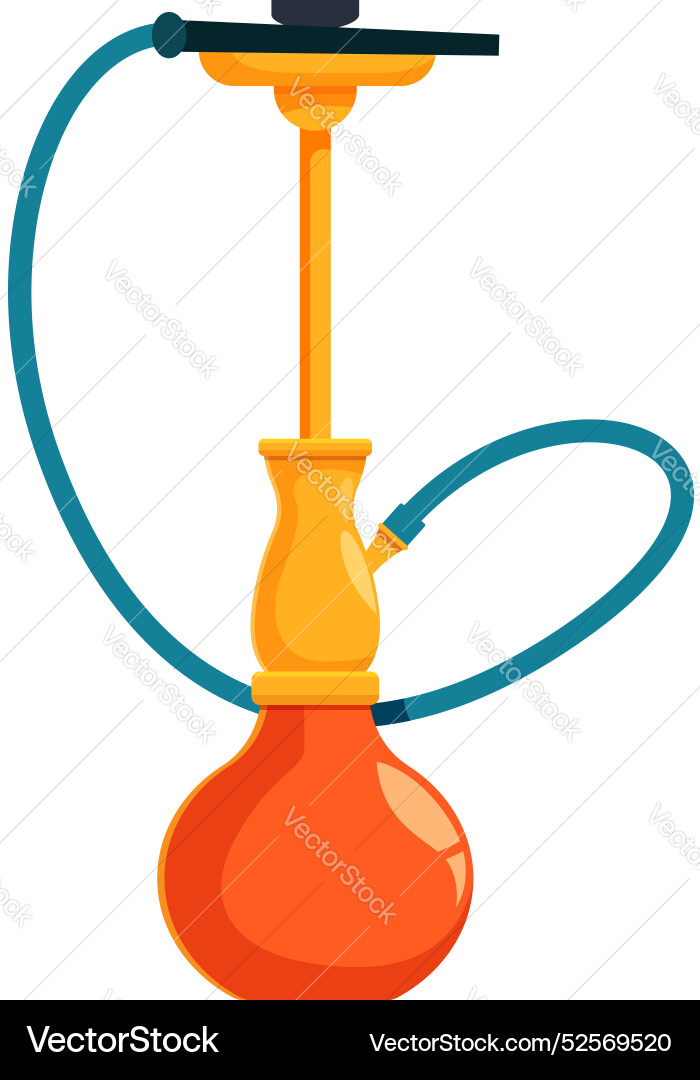 Golden shisha pipe standing on white background Vector Image