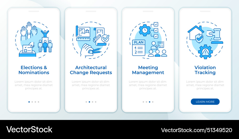 Household management blue onboarding mobile app Vector Image