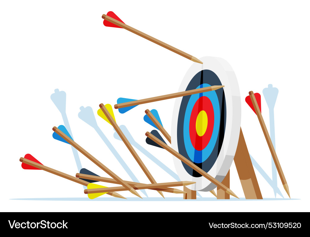 Many arrows missed target mark Royalty Free Vector Image