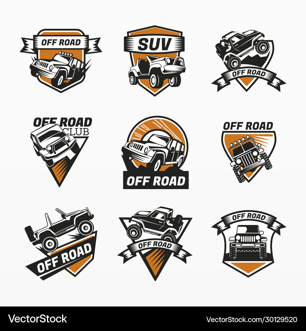 Off road car sticker set Royalty Free Vector Image