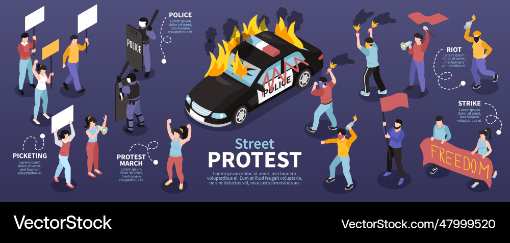 Protest Infographic - Crowd Rally Royalty Free Vector Image