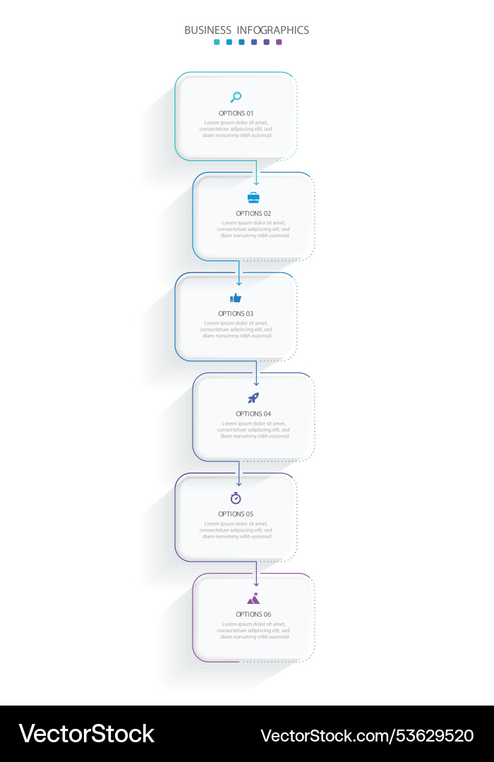 Vertical progress bar featuring 6 arrow-shaped Vector Image