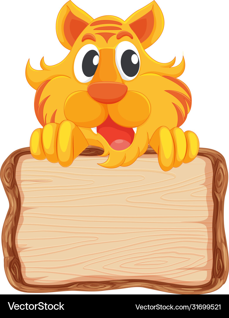Board template with cute tiger on white background