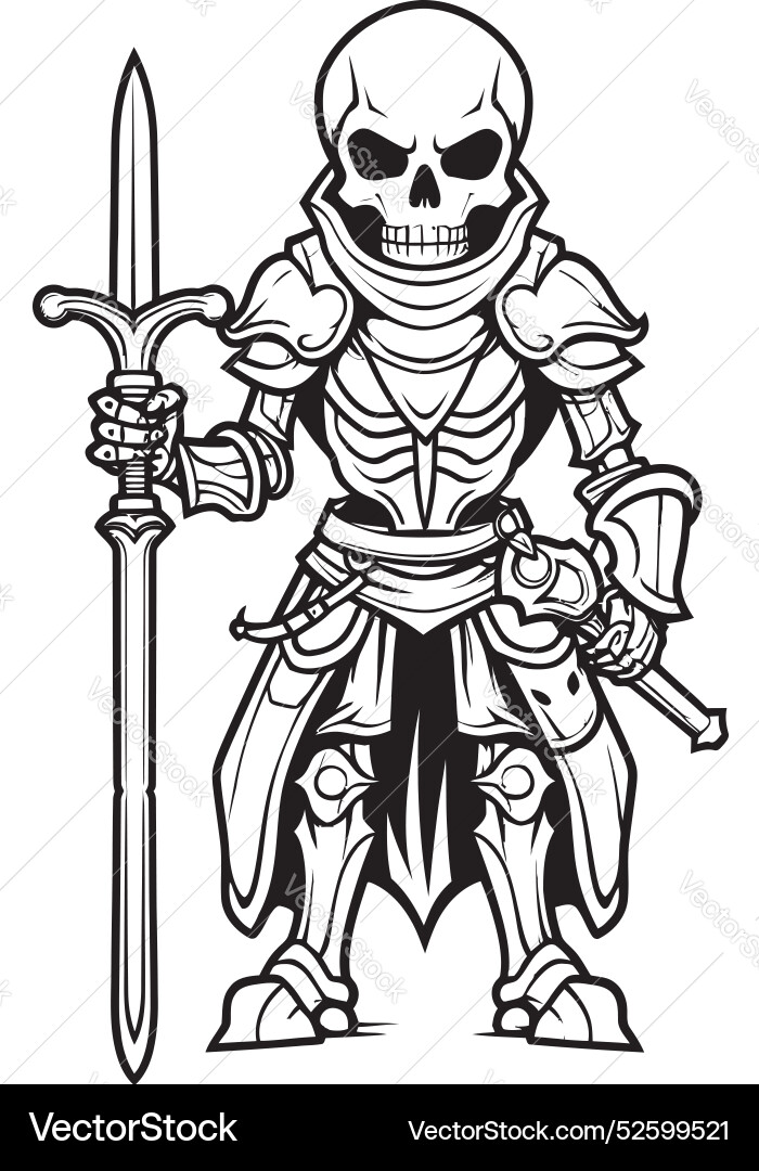 Boneclad warden skeleton knight logo design Vector Image