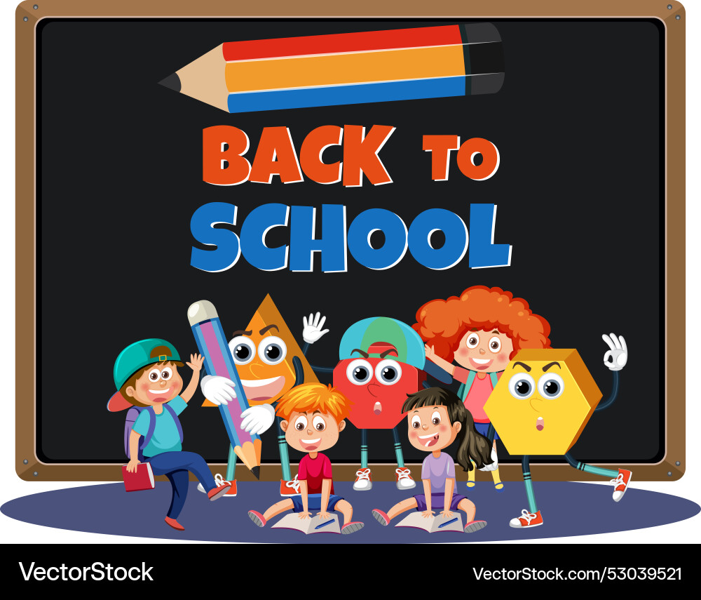 Children and shapes celebrating school return Vector Image