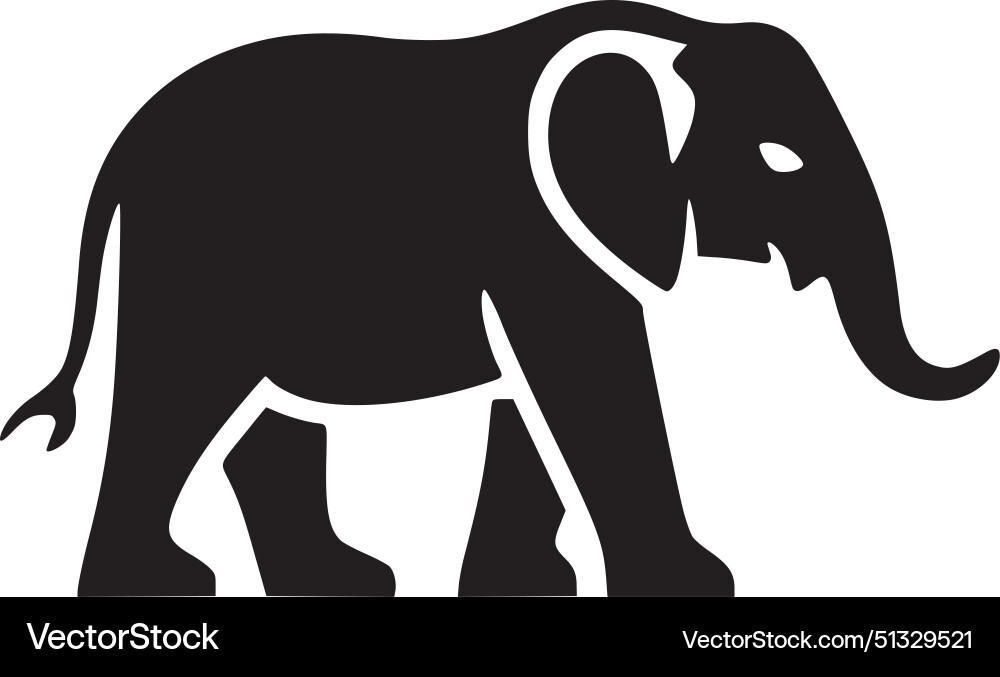 Elephant - black and white isolated icon Vector Image