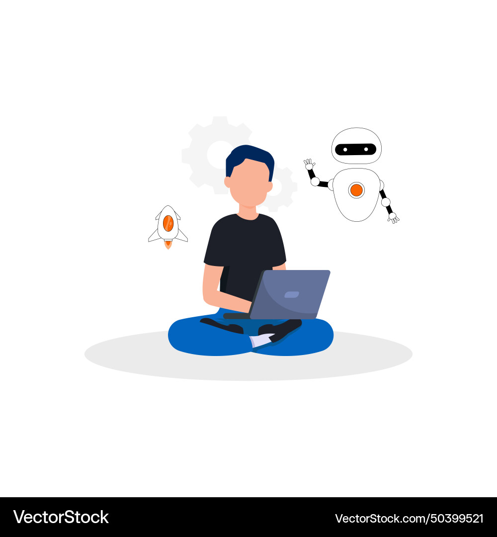 Man creating ai tech Royalty Free Vector Image