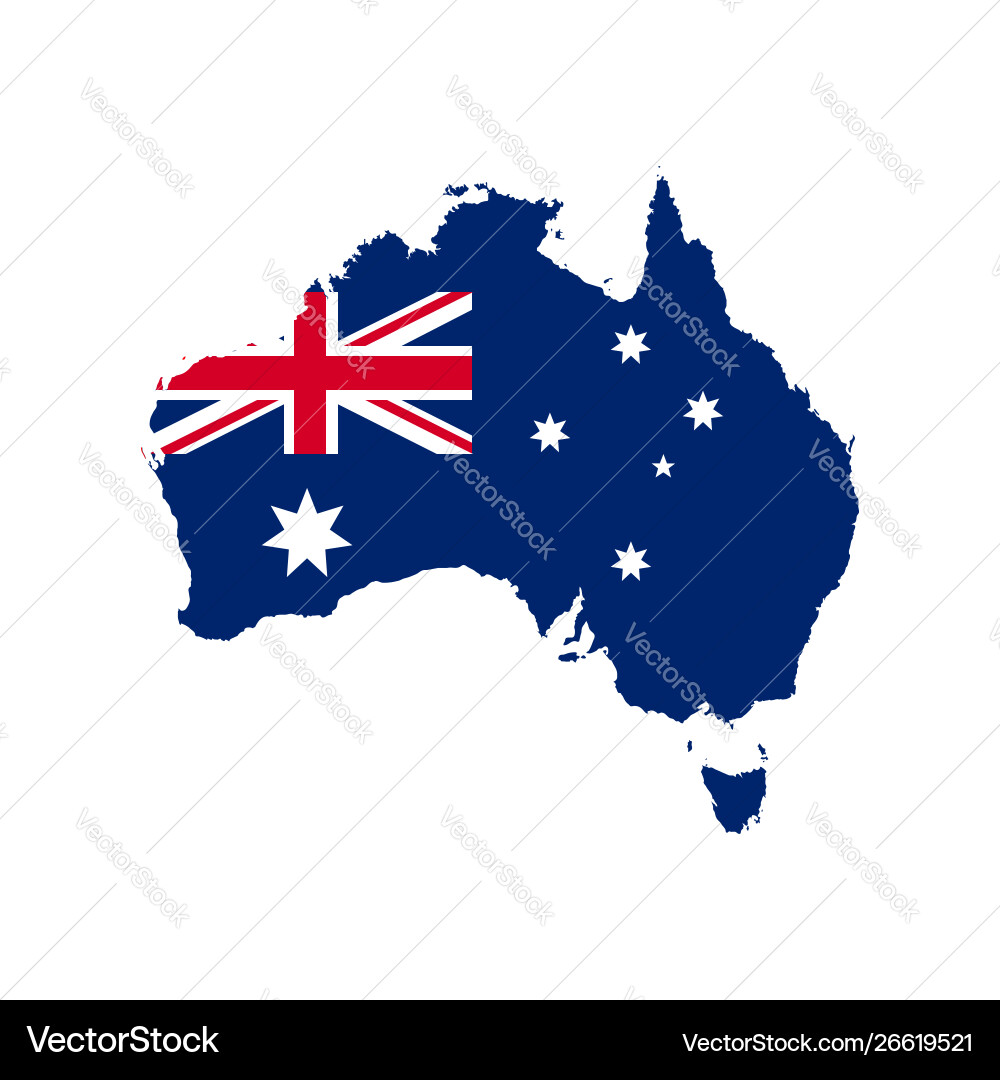 Map australia with national flag isolated Vector Image