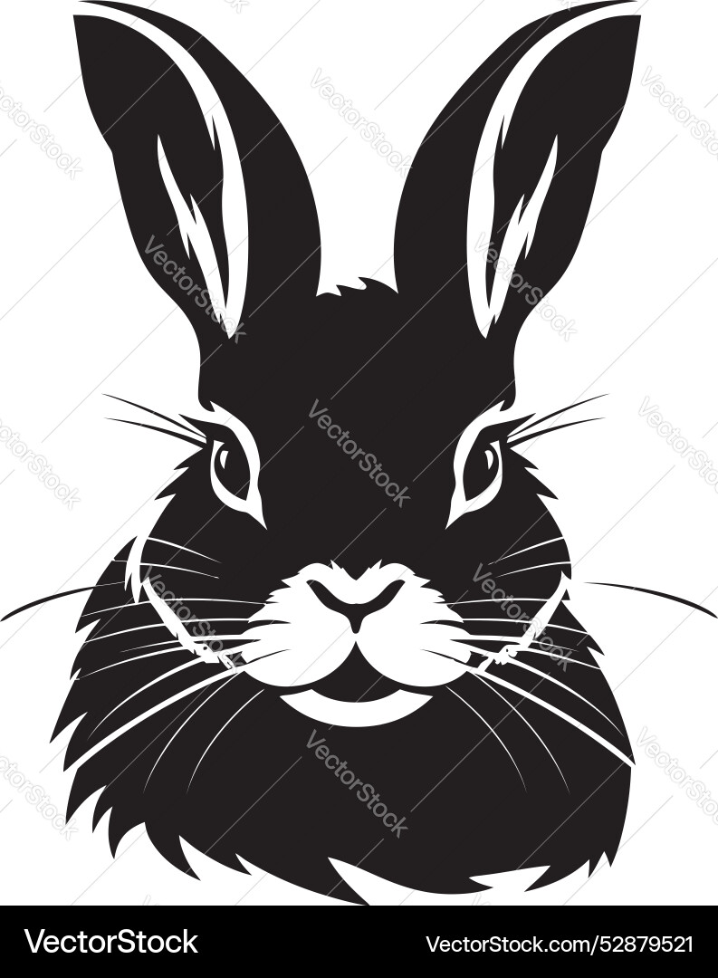 Rabbit silhouette minimalist logo black Royalty Free Vector
