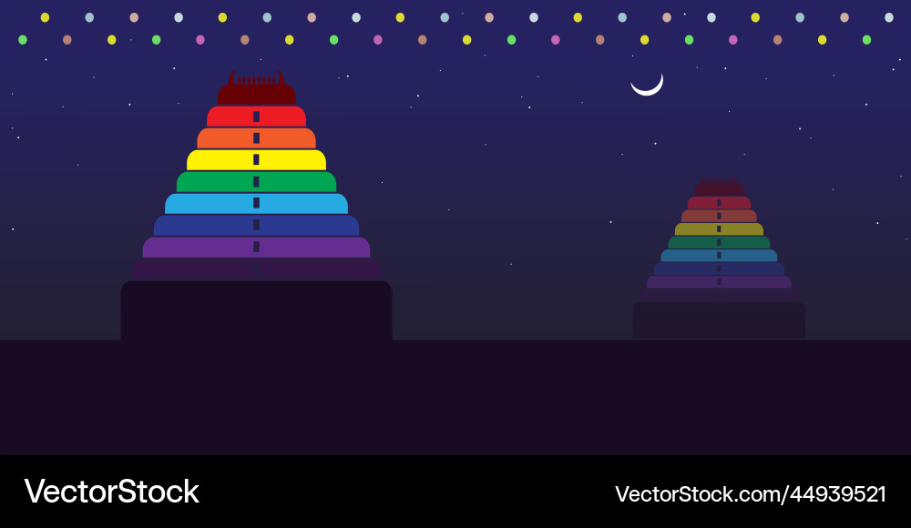 Rainbow color style south indian temple gopuram Vector Image