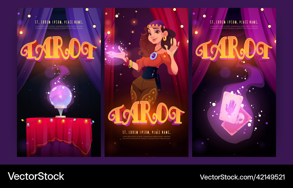 Tarot banners with gypsy fortune teller Royalty Free Vector