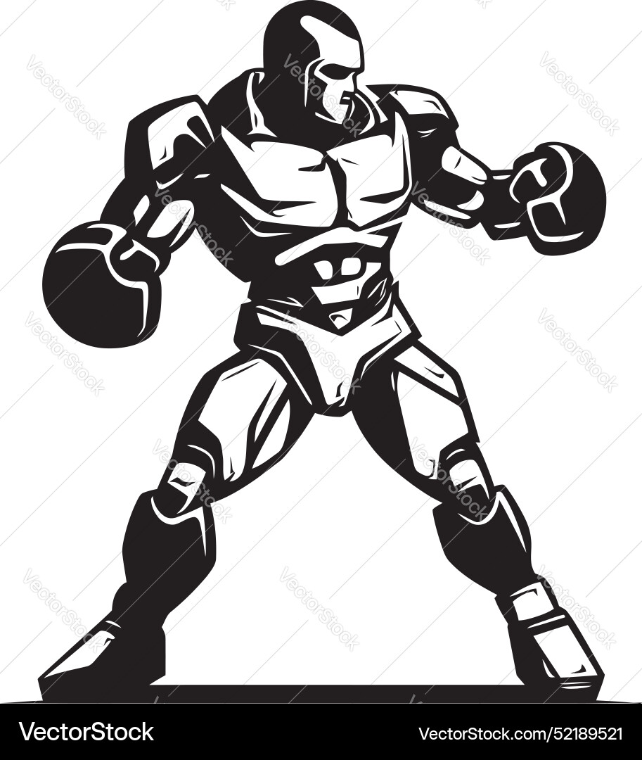 Titanium titan robot boxer black logo design Vector Image