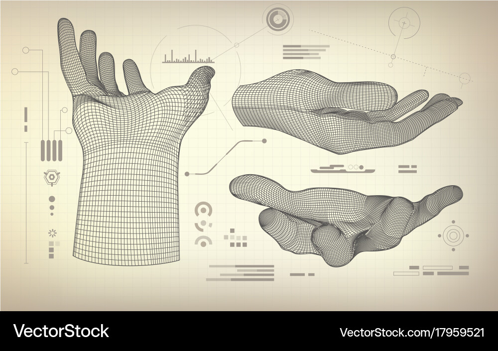 Wireframe Technology Hands Royalty Free Vector Image