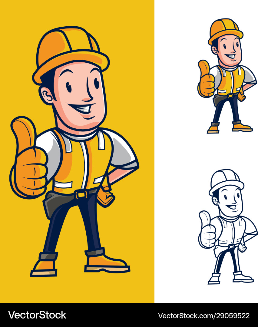 Construction worker mascot Royalty Free Vector Image