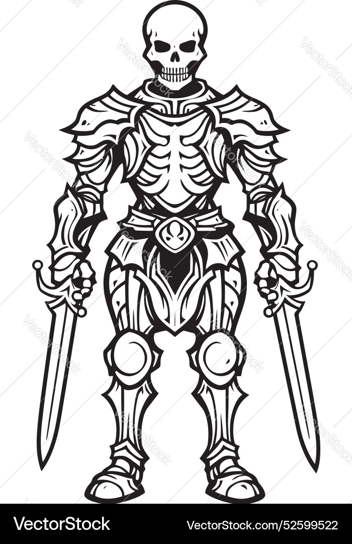 Haunted hero skeleton knight symbol in black Vector Image
