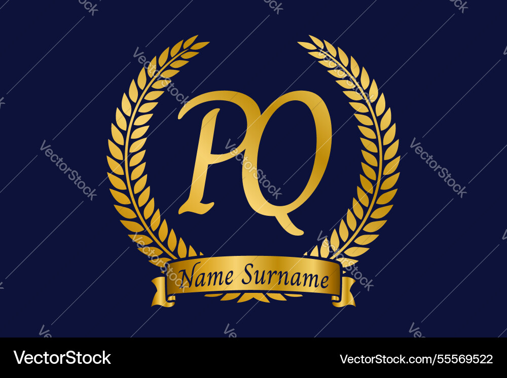 Initial letter p and q pq monogram logo design Vector Image