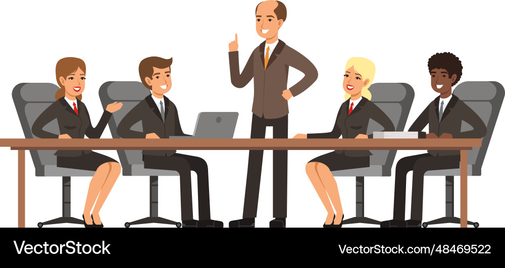 Office meeting boss talking with employees Vector Image