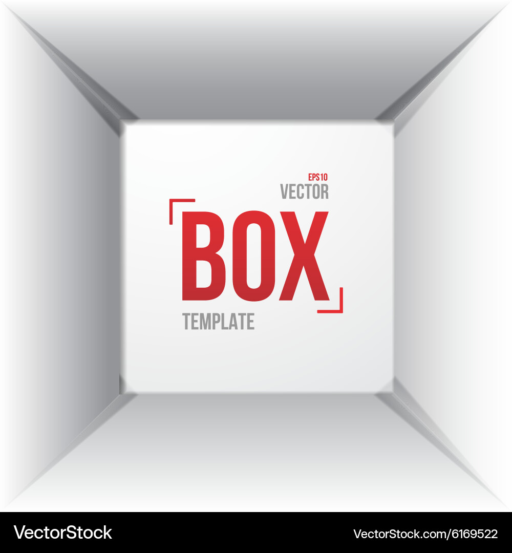 Photorealistic white open box template top view Vector Image
