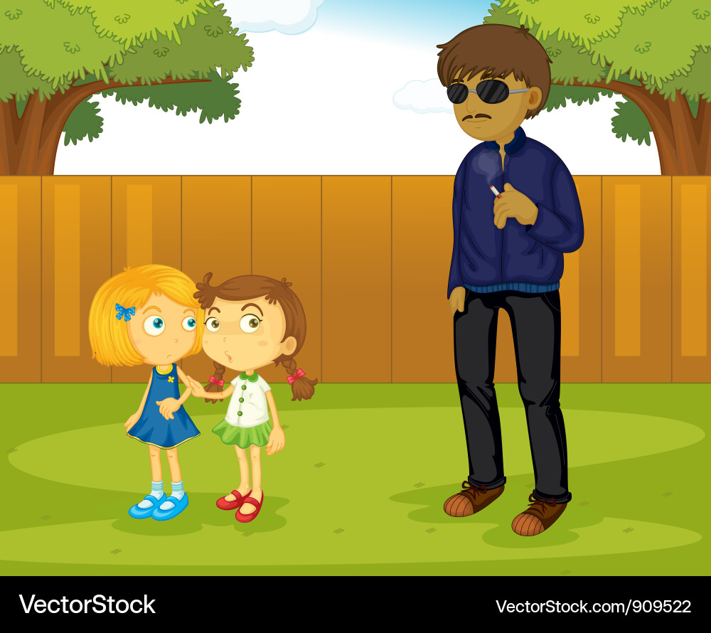 Stranger Approaching Children Royalty Free Vector Image
