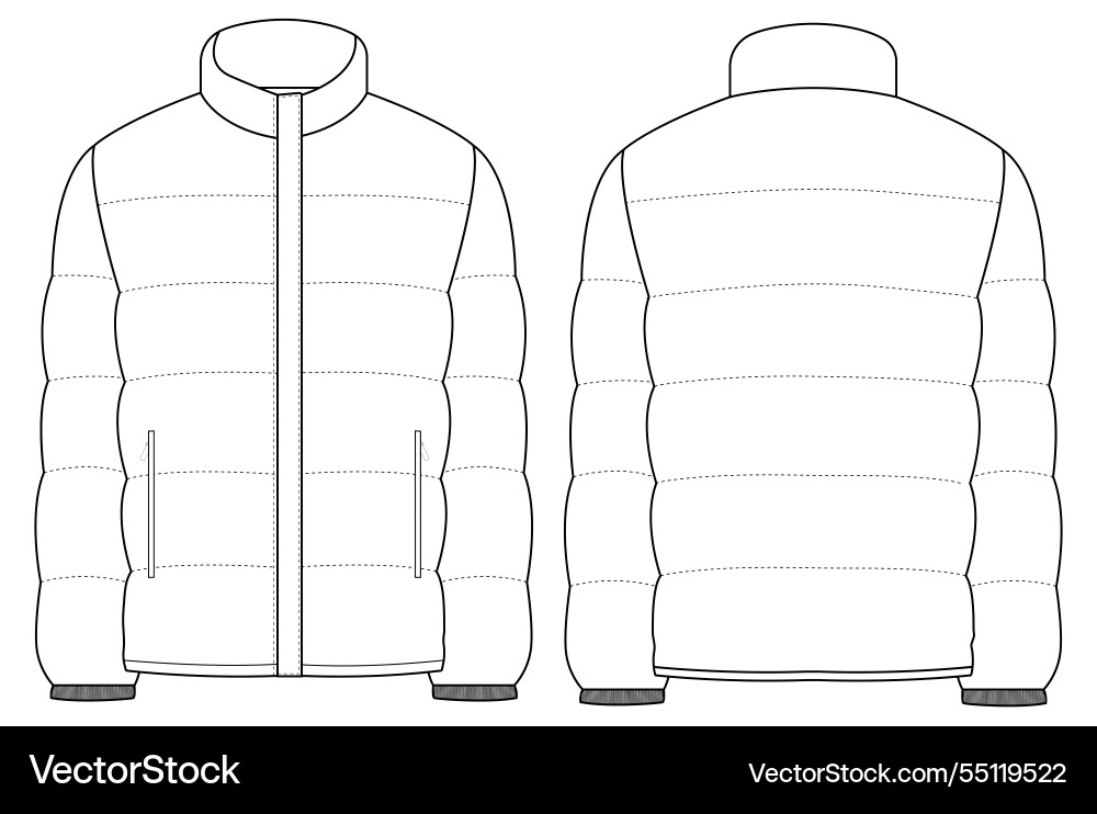 Women puffer jacket mockup template design Vector Image