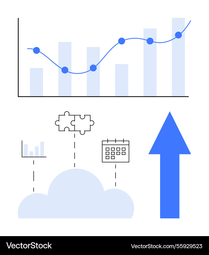 Business growth analytics with upward chart cloud Vector Image