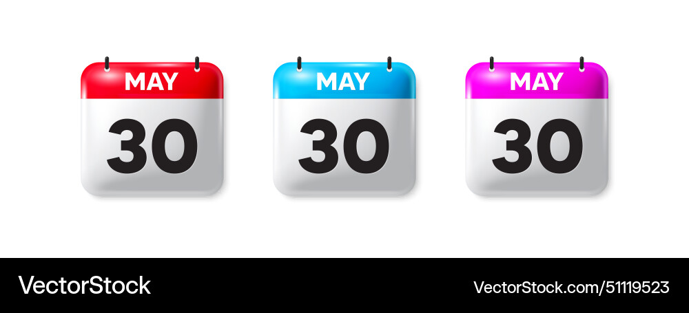 Calendar date 3d icons set month event schedule Vector Image
