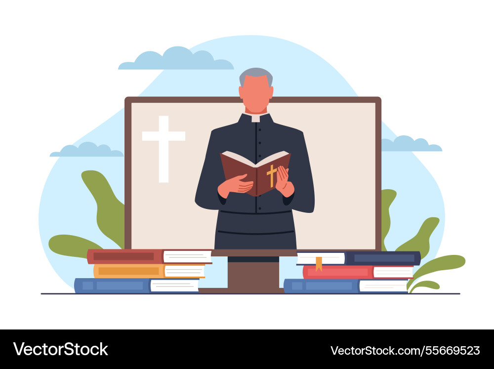 Church online learning internet sermon catholic Vector Image