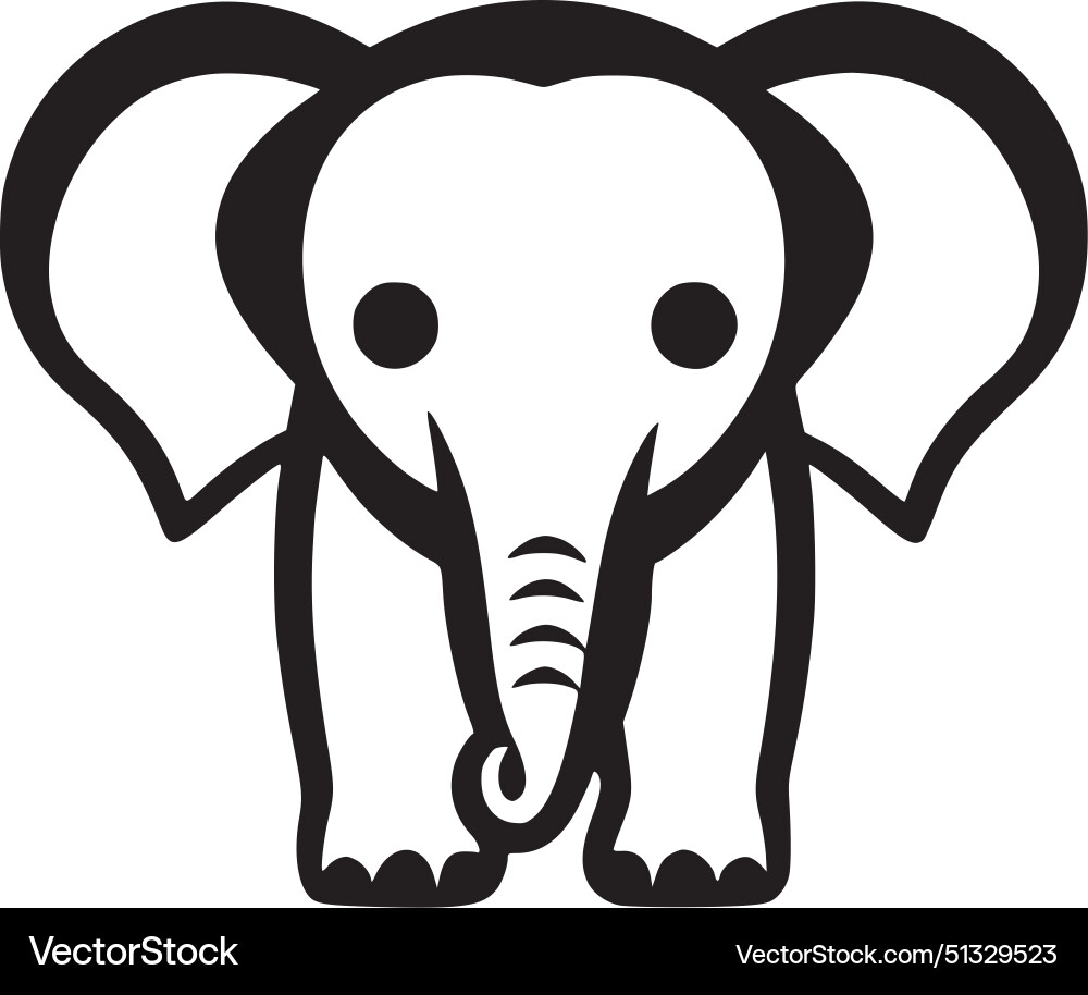Elephant - black and white isolated icon Vector Image