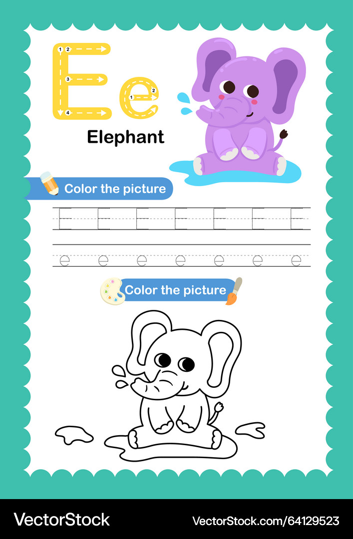 Letter E Tracing Worksheet – Royalty-Free Vector | VectorStock