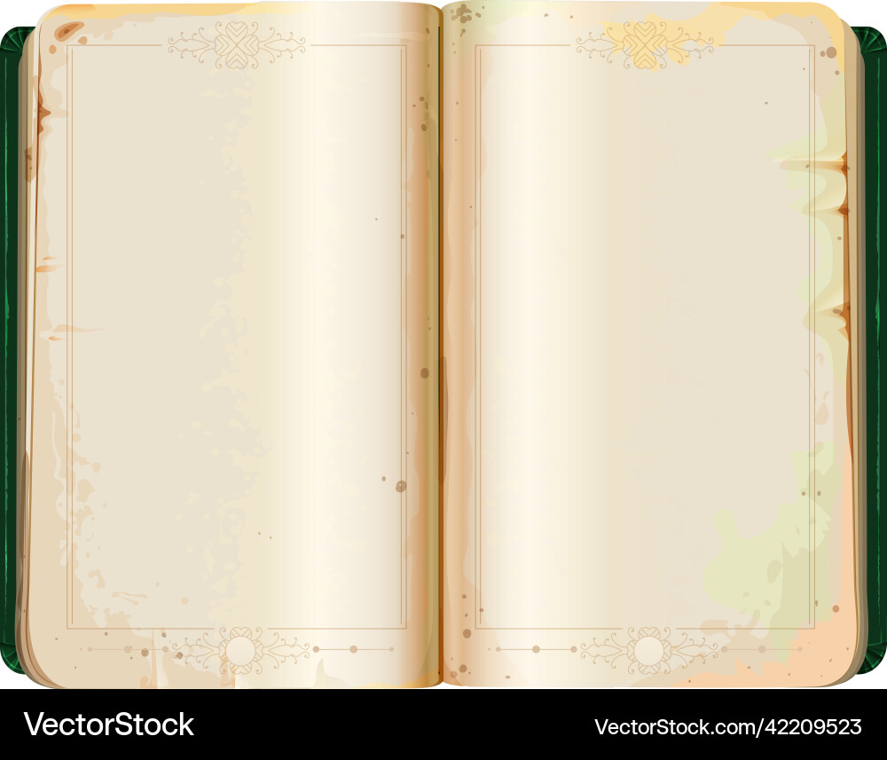 Old open book template blank page Royalty Free Vector Image