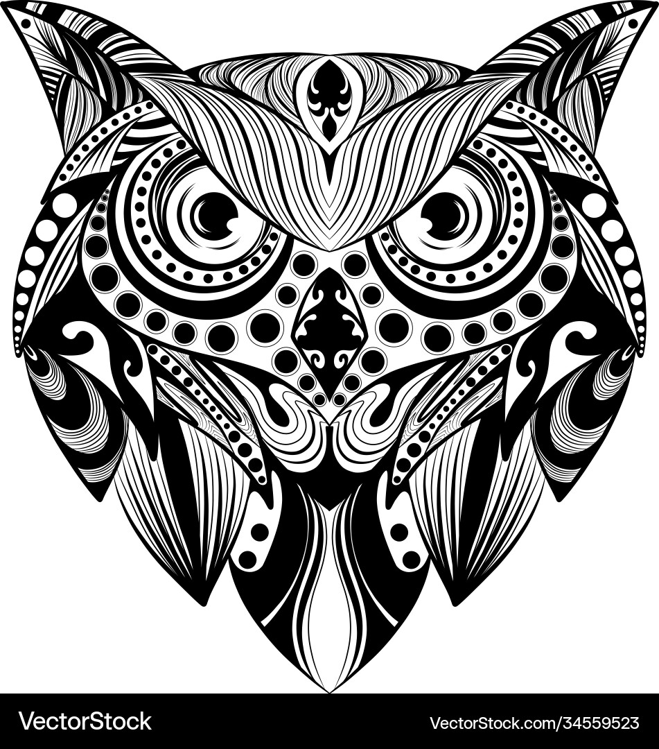 Owl doddle art with bullets ornament Royalty Free Vector