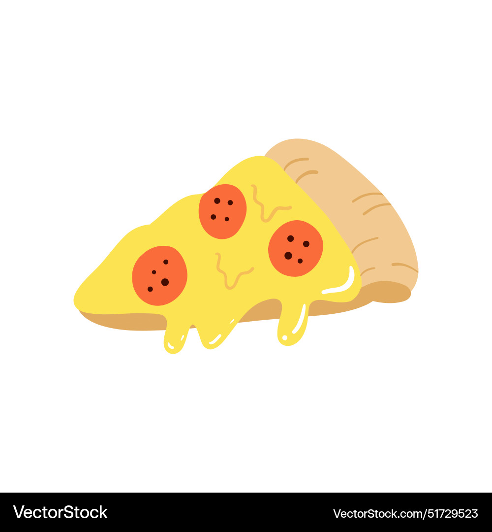 Pepperoni pizza slice on white background Vector Image