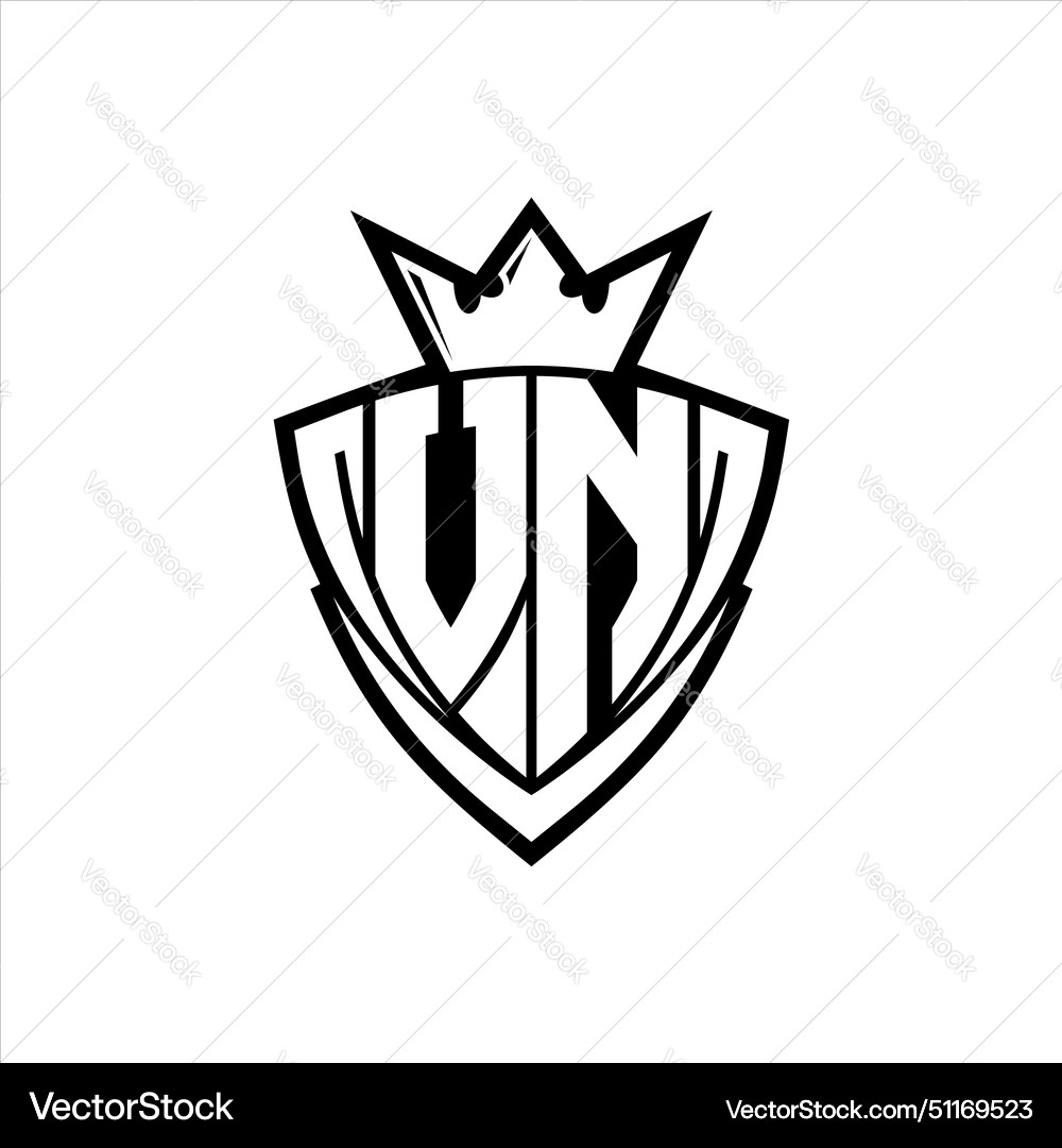 Vn letter logo with sharp triangle shield shape Vector Image