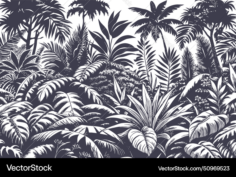 Wild jungle tropical forest bicolor background Vector Image