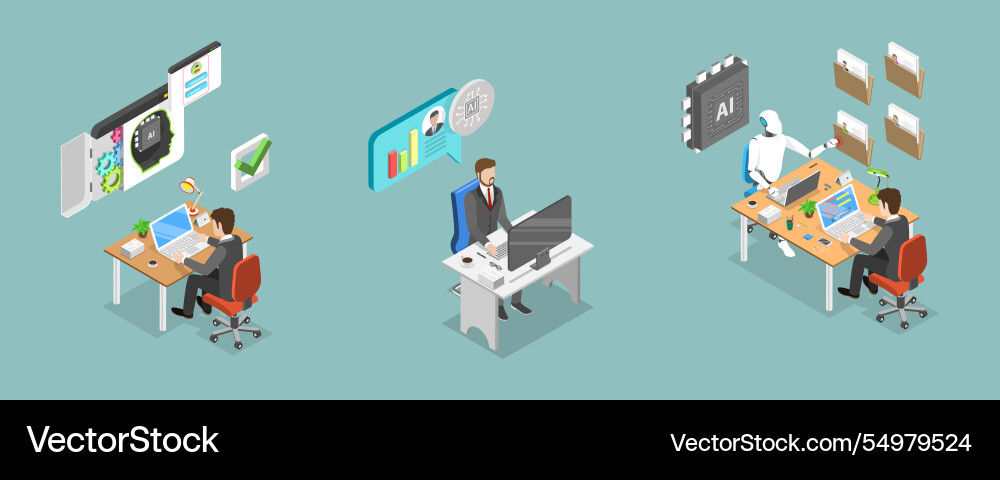 3d isometric flat of human Royalty Free Vector Image