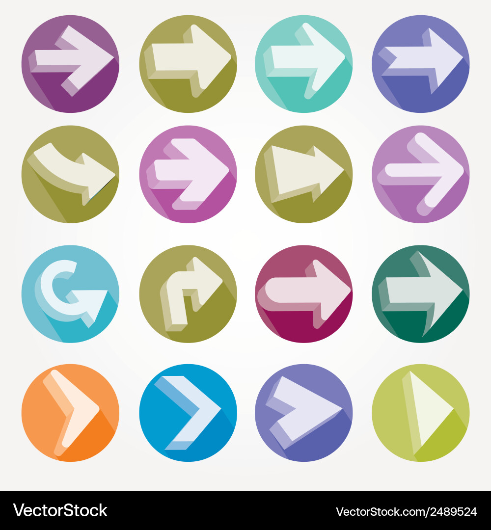 Arrow icons shadow Royalty Free Vector Image - VectorStock