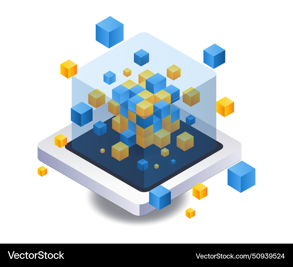 Gathering of technological blockchain abstract Vector Image
