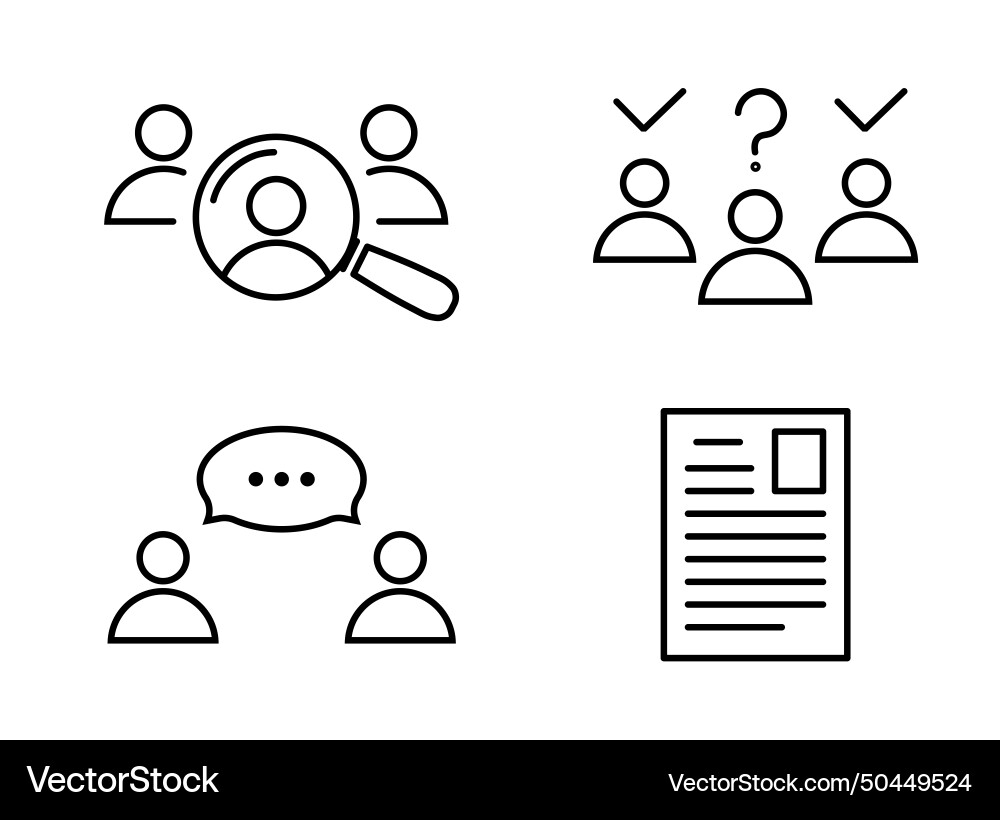 Hr icon set personnel search profile interview Vector Image