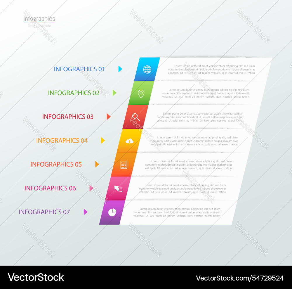 Infographic 7 options design elements Royalty Free Vector
