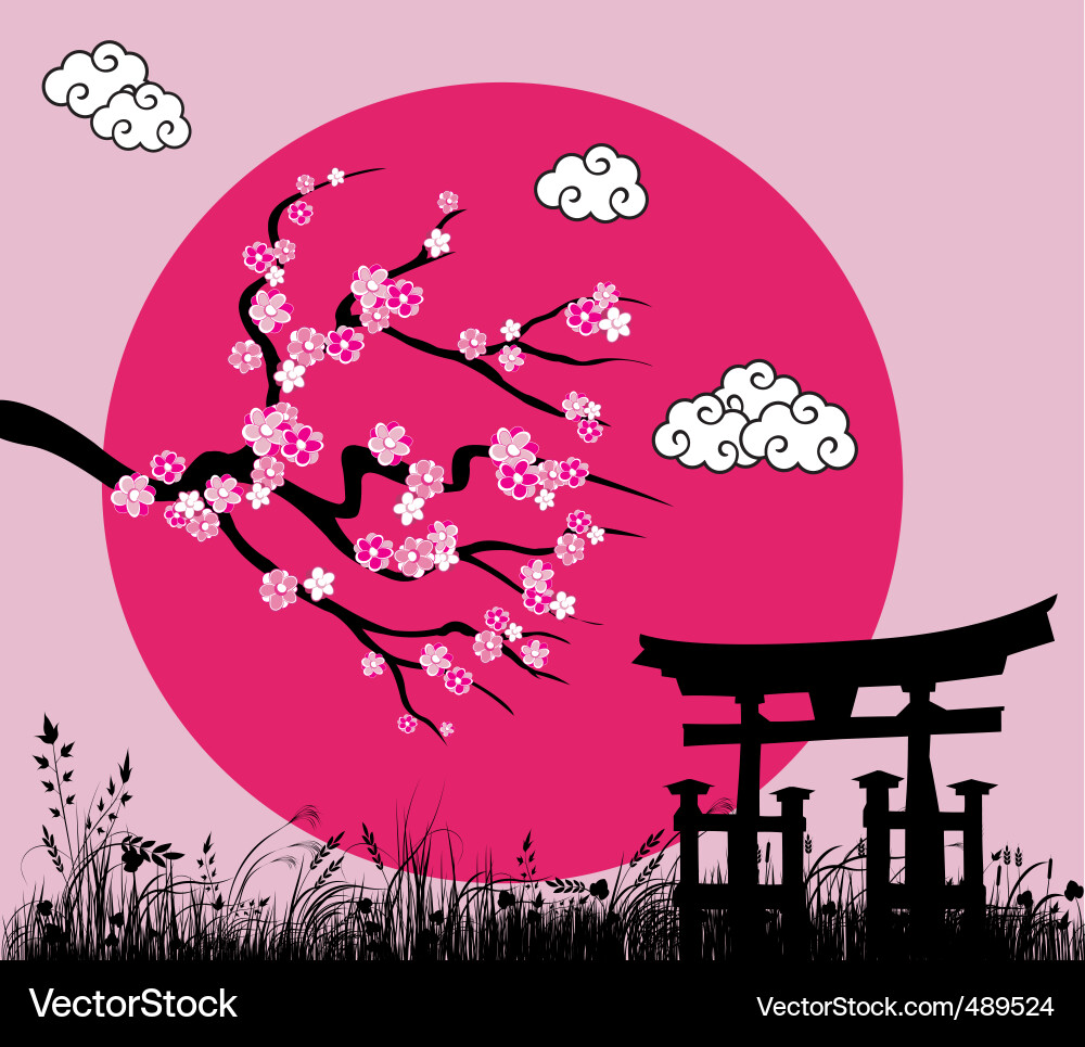 Japanese sakura blossom Royalty Free Vector Image