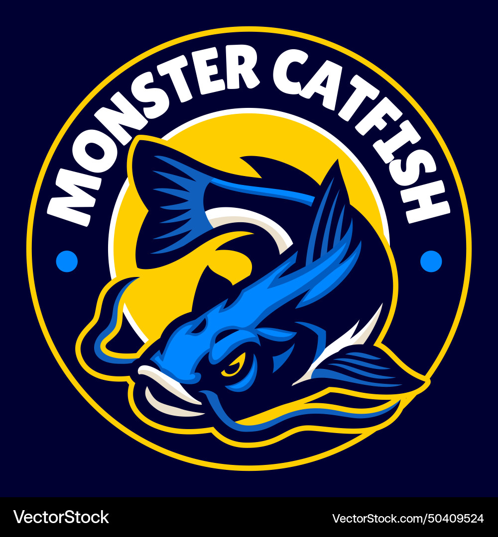 Monster catfish mascot logo design Royalty Free Vector Image