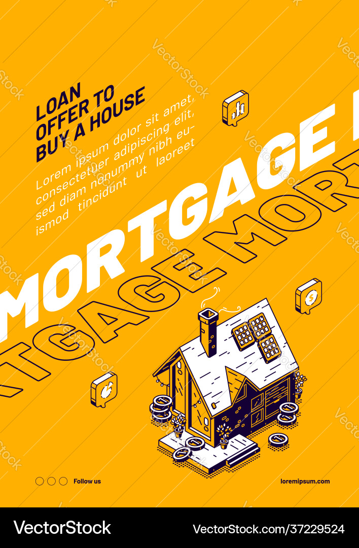 Mortgage isometric web banner loan offer service Vector Image