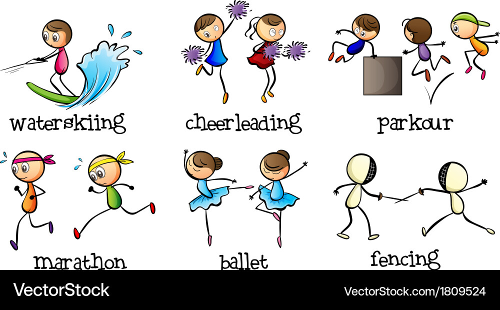 Six different activities Royalty Free Vector Image