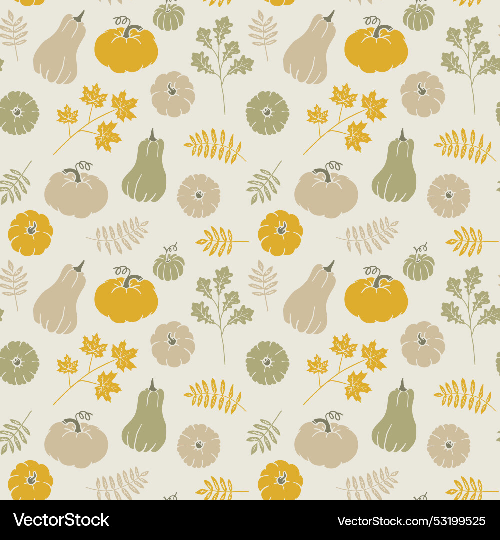 Autumn simple pattern with pumpkin and leave Vector Image