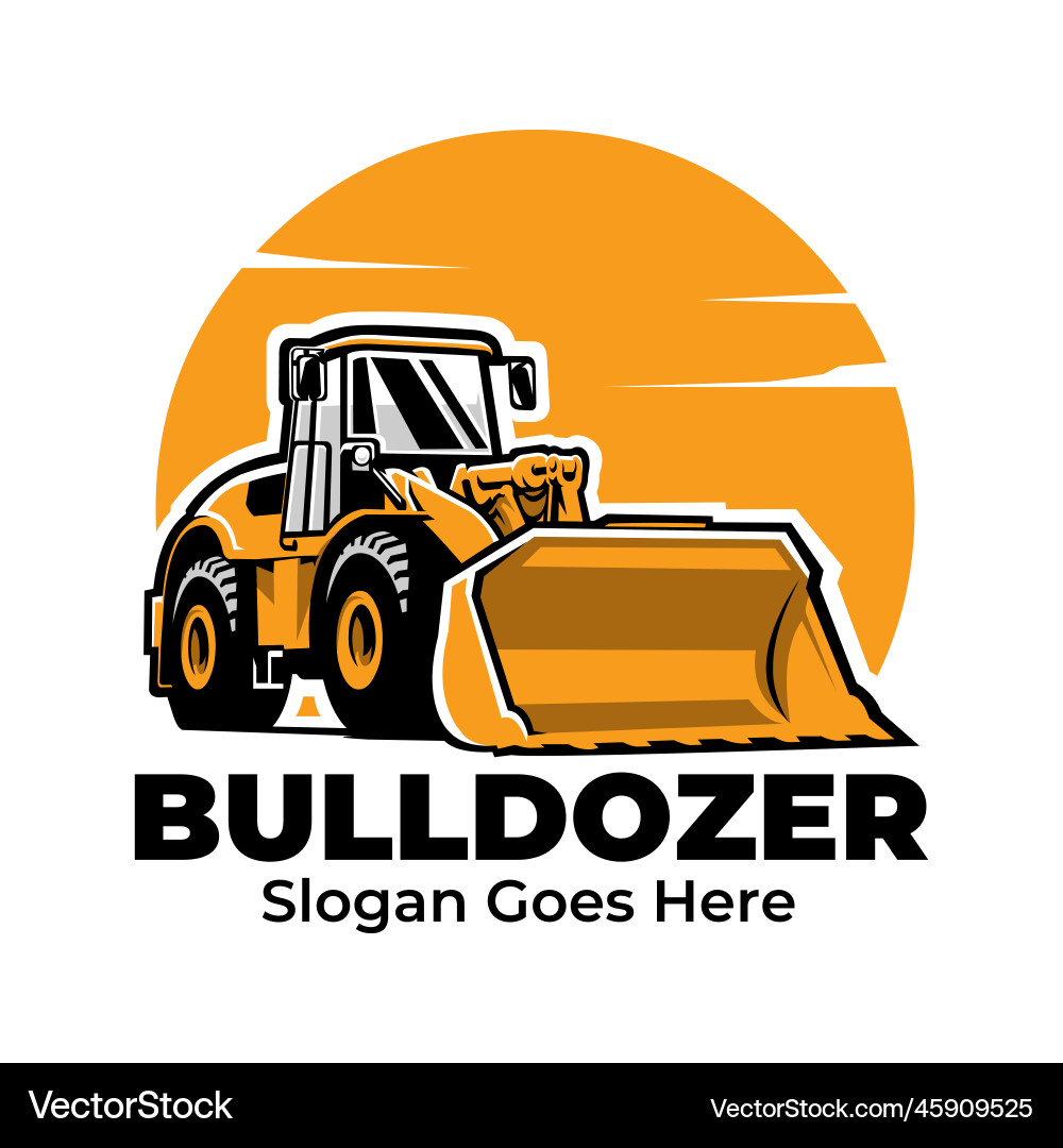 Bulldozer logo art isolated Royalty Free Vector Image