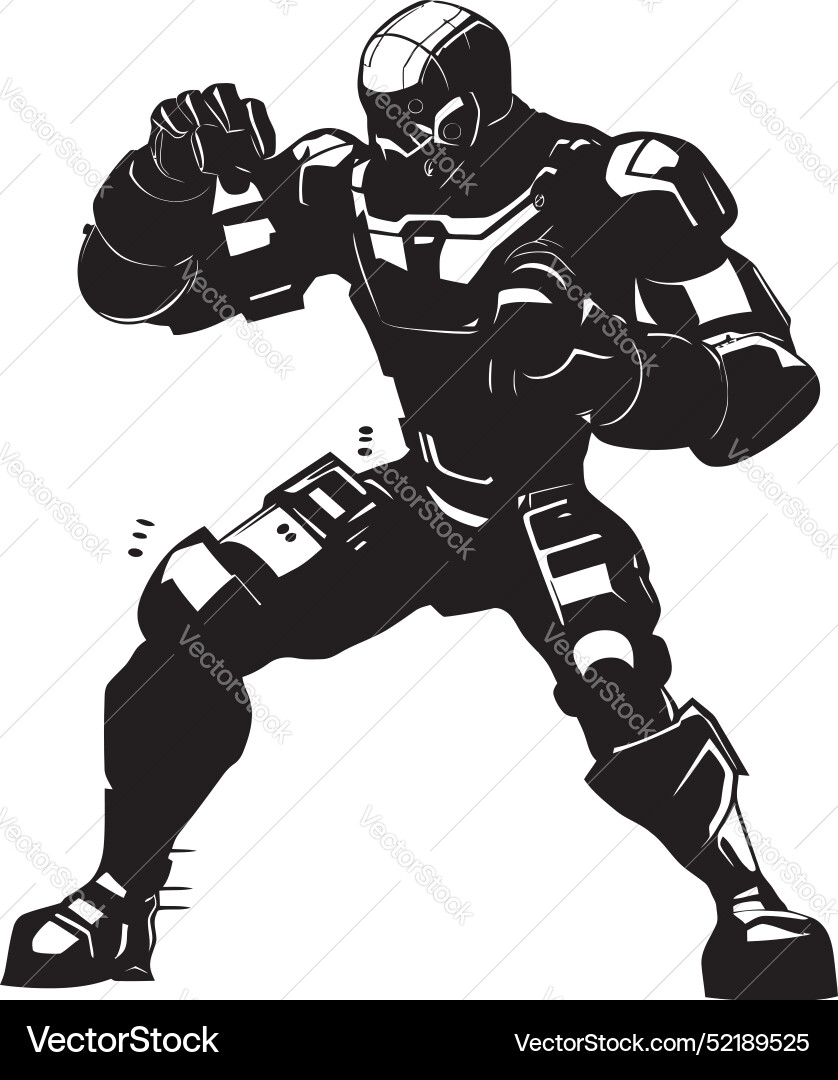 Circuit champion robot boxer black logo design Vector Image